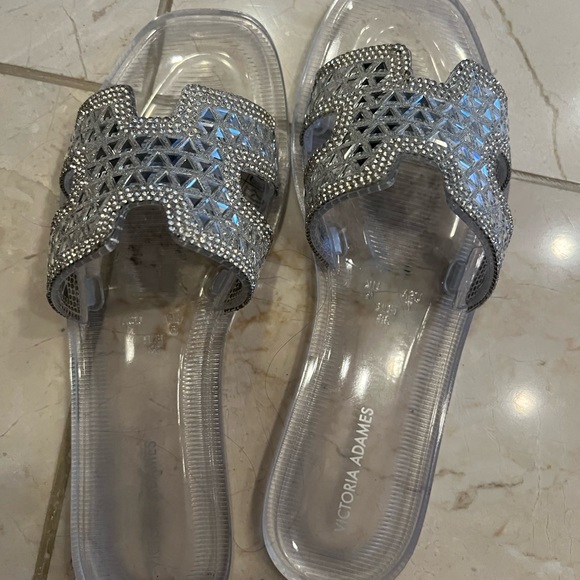victoria adams | Shoes | Victoria Adams Silver Crystal Slides | Poshmark